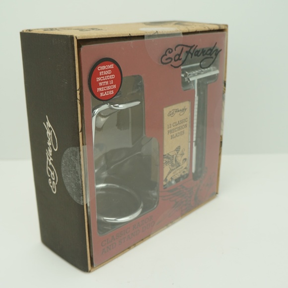 Ed Hardy | Accessories | New Ed Hardy Chrome Classic Razor And Stand ...